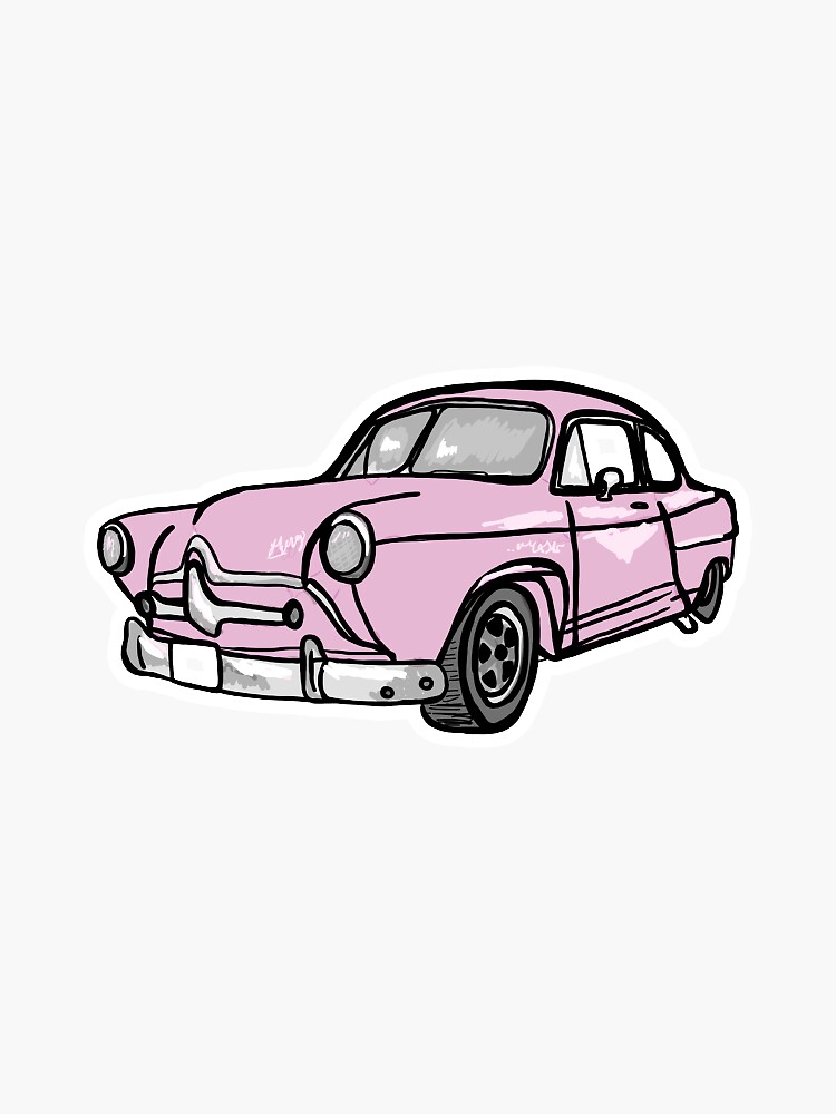 "Pink retro car sticker" Sticker by dopestickerzz | Redbubble