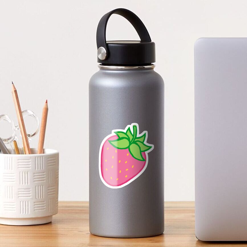 "Pink Strawberry " Sticker for Sale by DesignsByLara | Redbubble