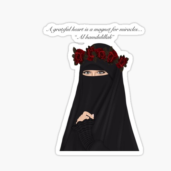 "Niqab beautiful drawing Muslim woman " Sticker for Sale by Imanitasong ...