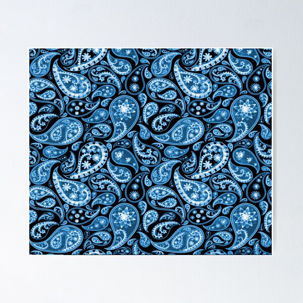 "Blue Black and White Paisley" Poster for Sale by Barbny | Redbubble