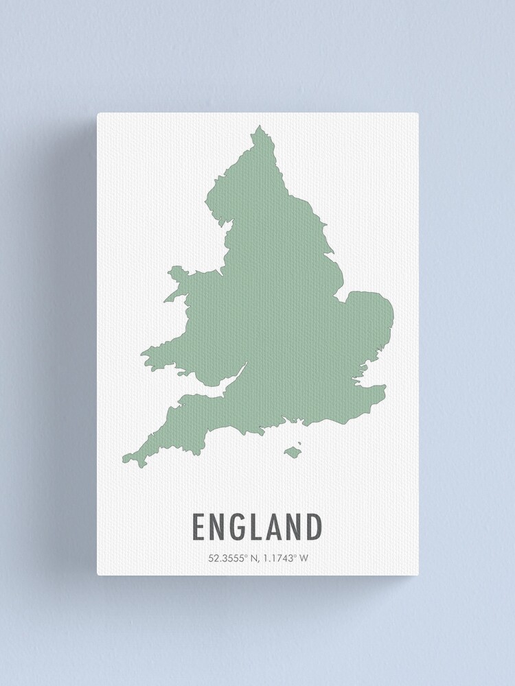 "England Map with Coordinates in Green" Canvas Print by ferduk83 ...