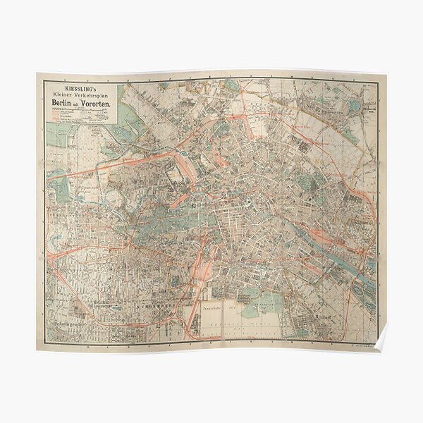"Vintage Map of Berlin Germany (1904)" Poster for Sale by BravuraMedia ...