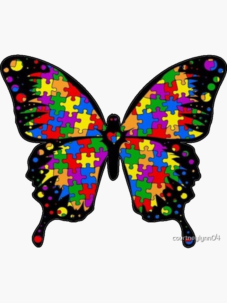 "autism awareness butterfly design " Sticker for Sale by courtneylynn04 ...
