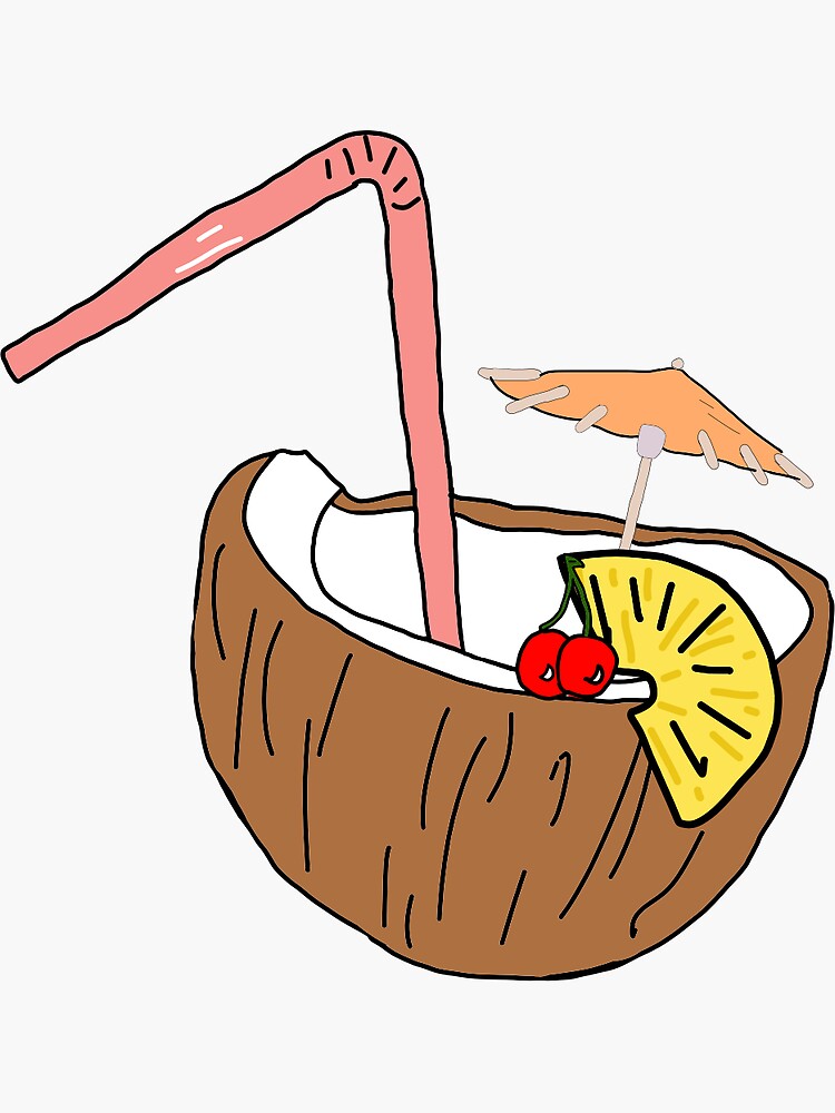 "Tropical coconut drink" Sticker by alohaxstickers | Redbubble