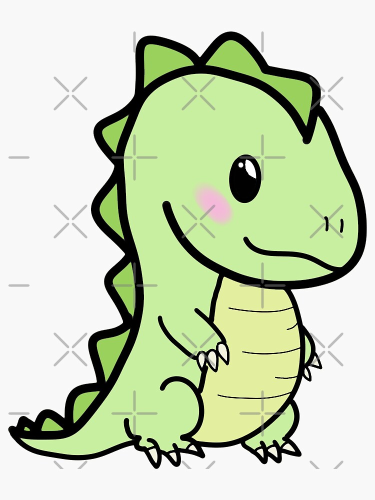 "Cute Green Dino" Sticker for Sale by GarfieldsLitter | Redbubble