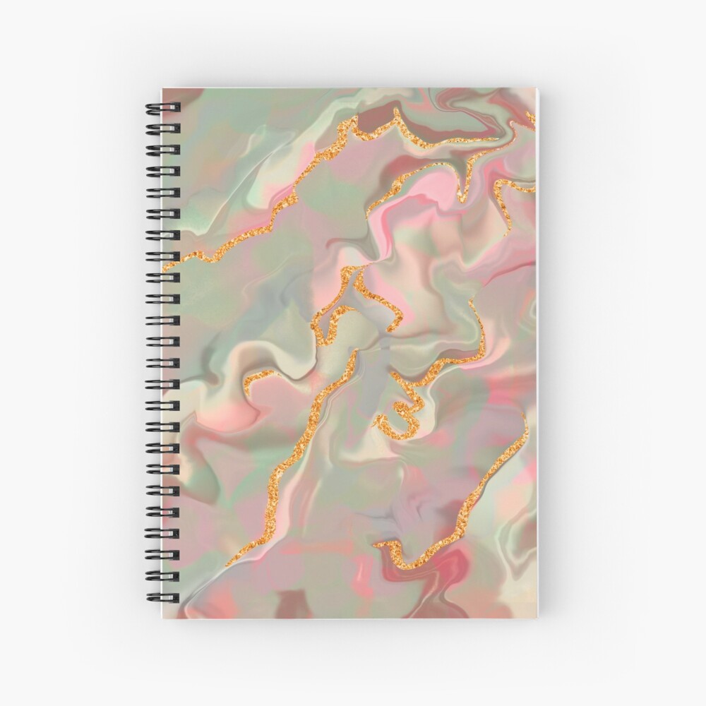 "Teal and pink aesthetic marble with faux gold glitter Tumblr" Spiral ...