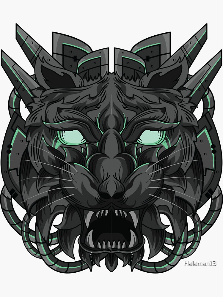 "Mecha Cat" Sticker for Sale by Halaman13 | Redbubble