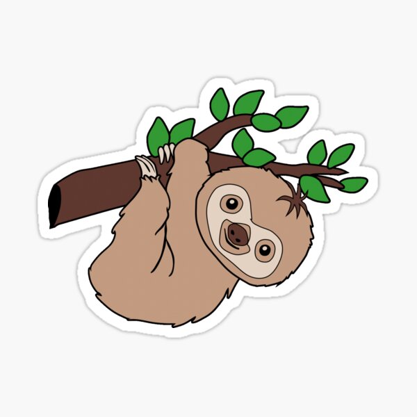 "Baby Sloth hanging from a tree" Sticker by KissingFrogs | Redbubble