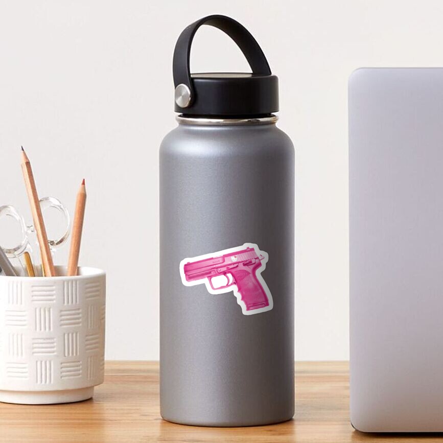 "pink gun " Sticker for Sale by sofiastep | Redbubble