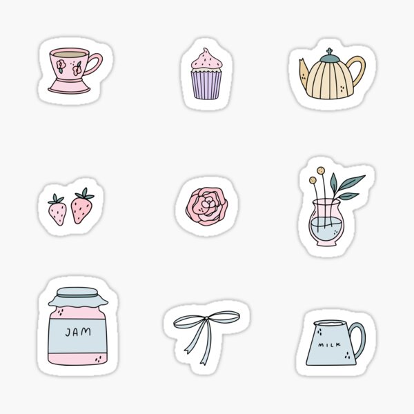 "Soft-girl stickers. Cute hadn drawn planner and bulette journal ...