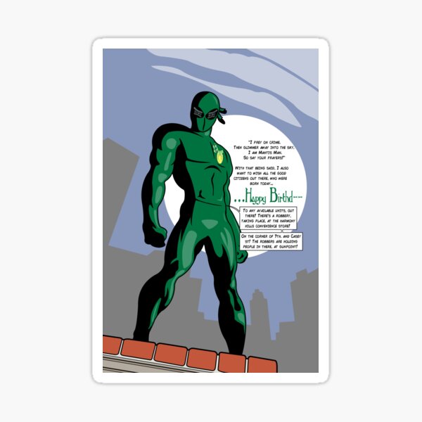 "Mantis Man Birthday Card" Sticker for Sale by mymiranda | Redbubble