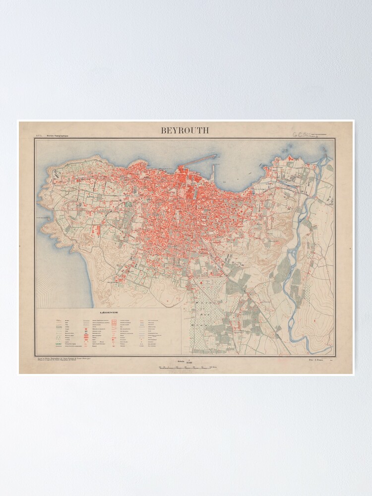 "Vintage Map of Beirut Lebanon (1922)" Poster for Sale by BravuraMedia ...