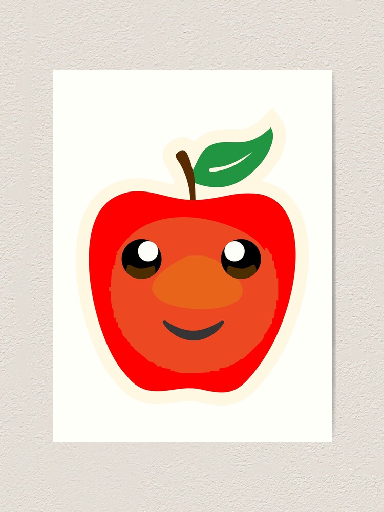 "Smiley Apple Sticker" Art Print by akkshaynnair | Redbubble