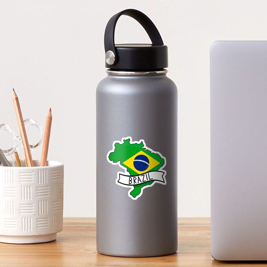 "Brazil Flag Map Sticker" Sticker for Sale by Drawingvild | Redbubble