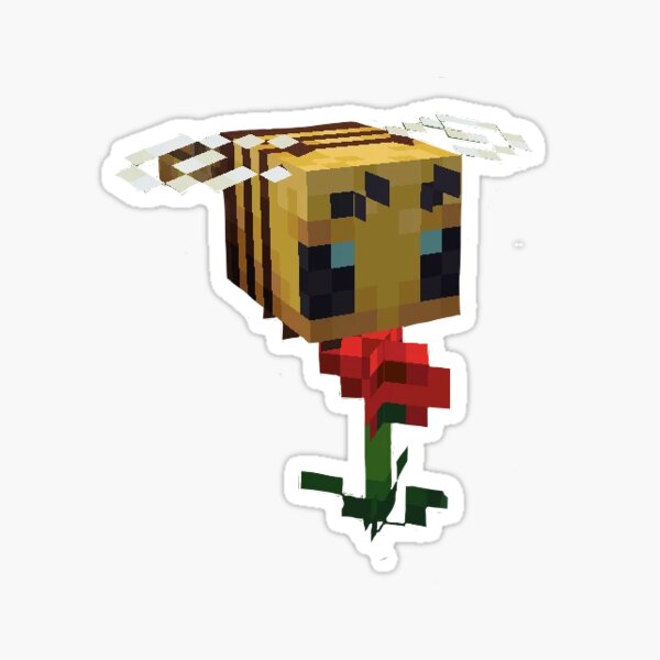 "Minecraft Bee With Rose" Sticker for Sale by ecafbubbles | Redbubble