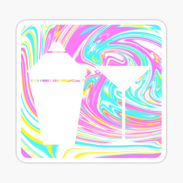 "COCKTAIL SYMBOL in psychedelic colours" Sticker by SquareClub | Redbubble
