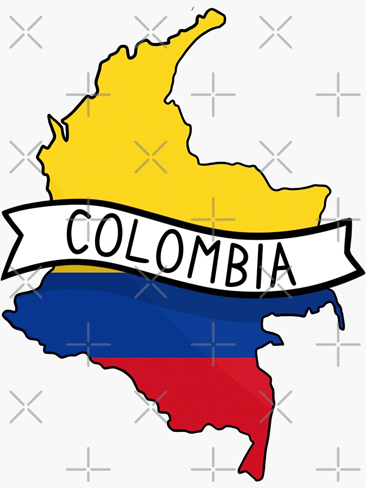 "Colombia Flag Map Sticker" Sticker for Sale by Drawingvild | Redbubble