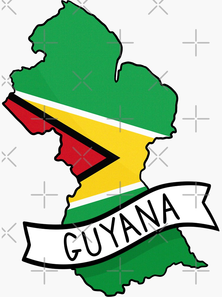 Guyana Flag Map Sticker Sticker By Drawingvild Redbubble