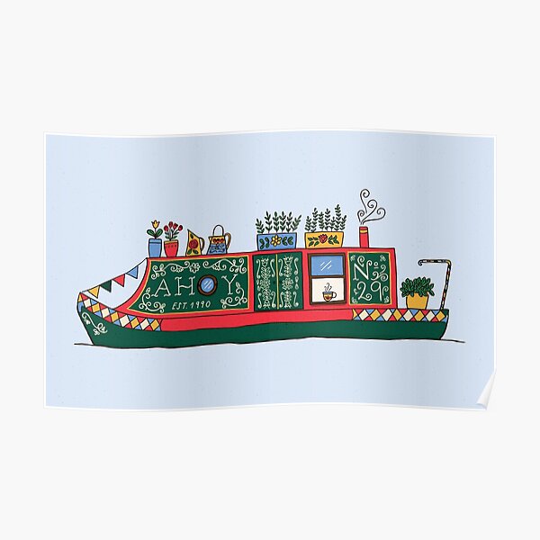 "Narrowboat illustration" Poster for Sale by CamilaDyer | Redbubble