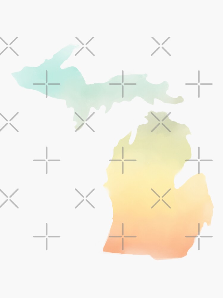 "pastel watercolor michigan mitten" Sticker by lavender-skyes | Redbubble