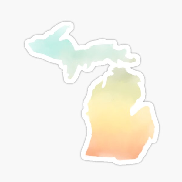 "pastel watercolor michigan mitten" Sticker by lavender-skyes | Redbubble