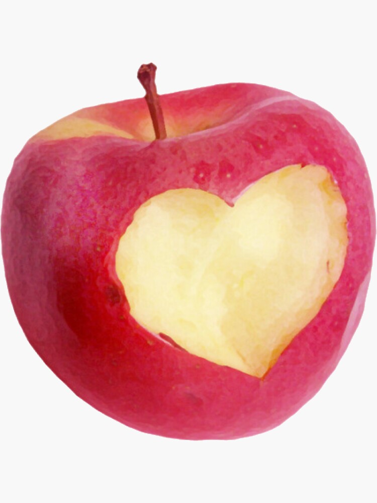 "heart bitten apple" Sticker for Sale by mandynl15 | Redbubble