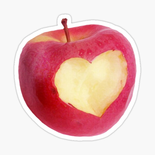 "heart bitten apple" Sticker for Sale by mandynl15 | Redbubble