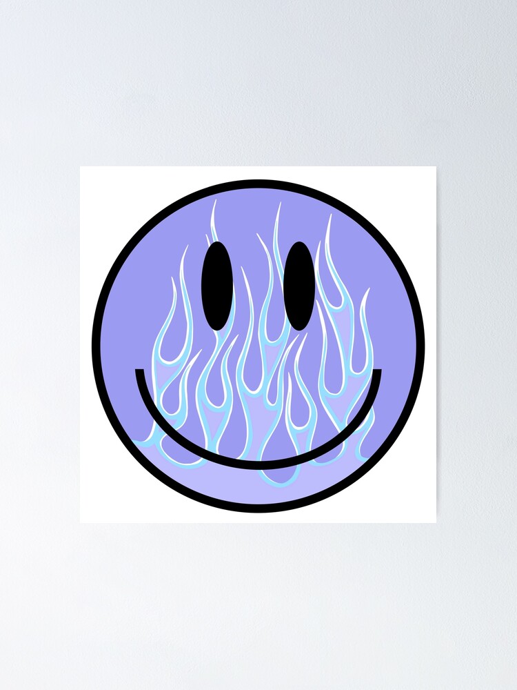 "purple flames smiley face" Poster for Sale by createdbymolly | Redbubble