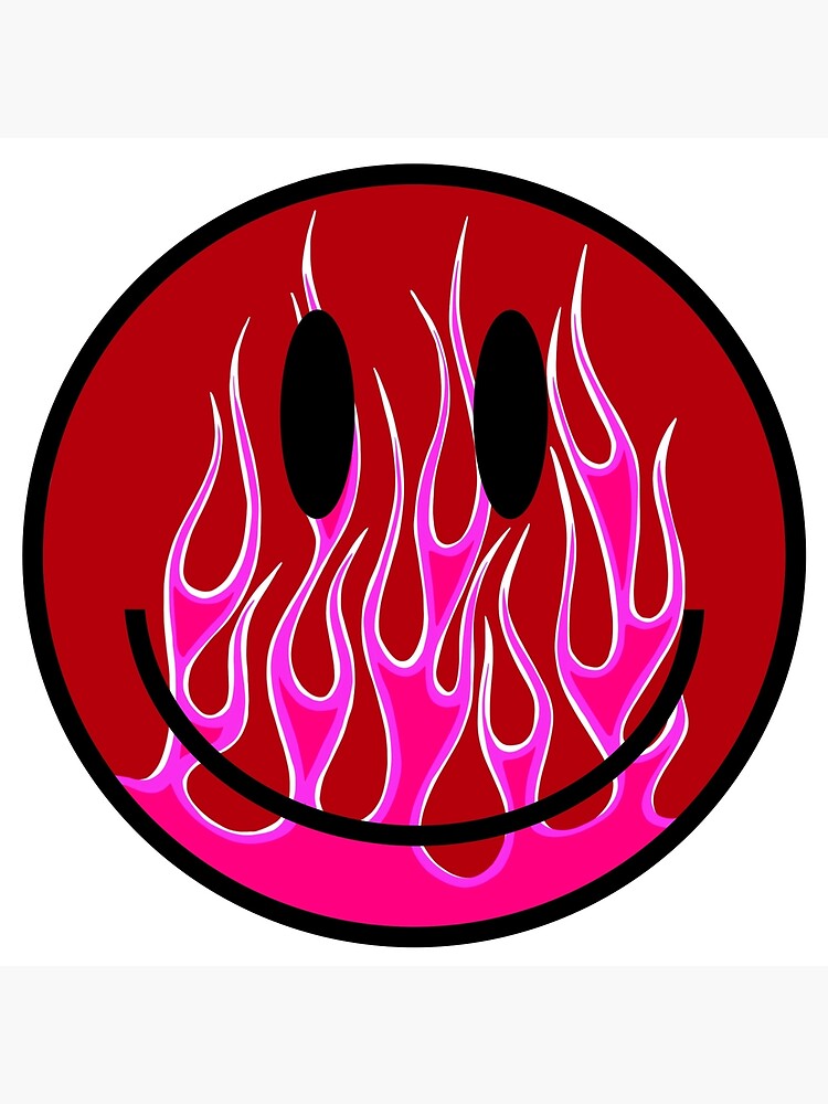 "red flames smiley face" Poster for Sale by createdbymolly | Redbubble