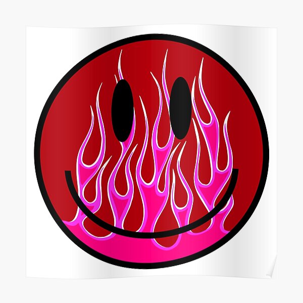 "red flames smiley face" Poster for Sale by createdbymolly | Redbubble