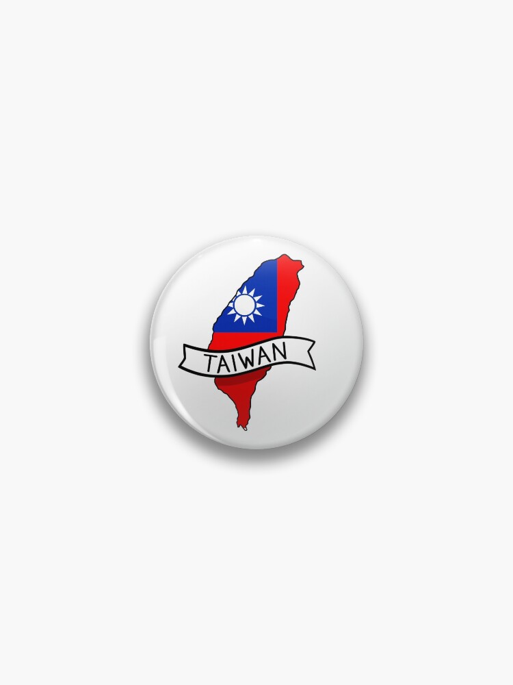"Taiwan Flag Map Sticker" Pin for Sale by Drawingvild | Redbubble