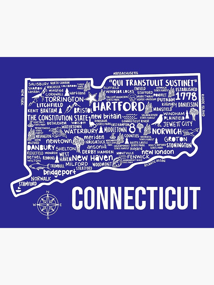 "Connecticut Map " Poster for Sale by fiberandgloss | Redbubble