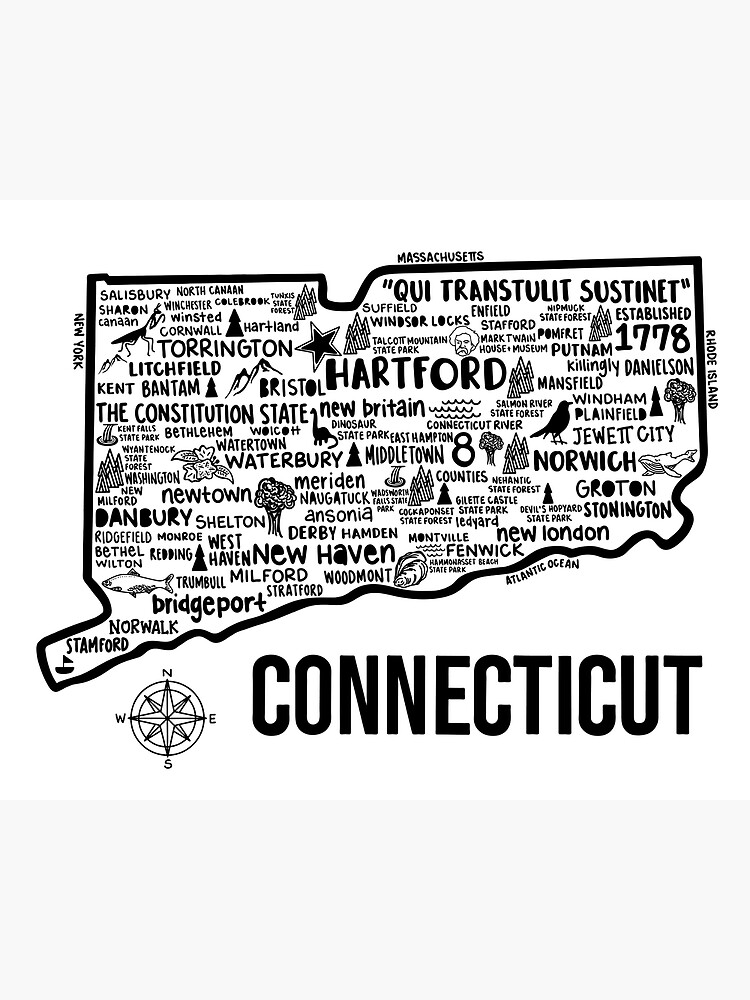 "Connecticut Map " Poster for Sale by fiberandgloss | Redbubble