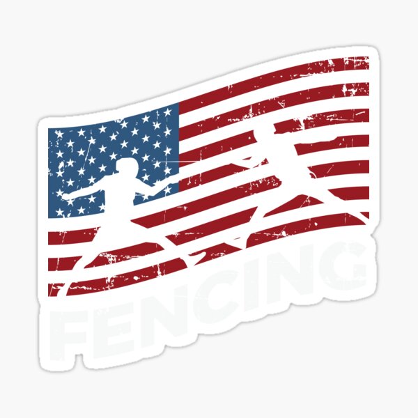 "Fencing USA Flag Fencer Gift Patriotic" Sticker by jeffded | Redbubble