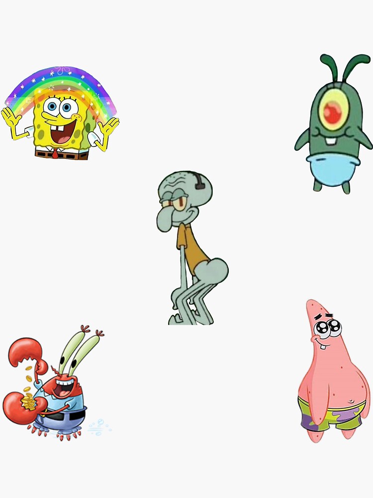 "spongebob character pack " Sticker for Sale by eviesstickers | Redbubble