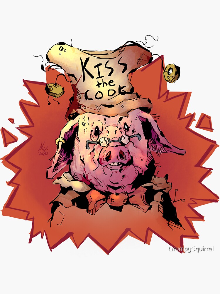 "Kiss the Cook" Sticker by GrumpySquirrel | Redbubble