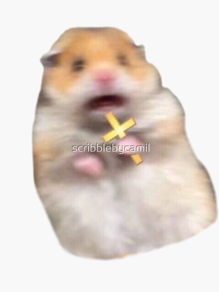 "Screaming Hamster with a Cross" Sticker for Sale by scribblebycamil ...