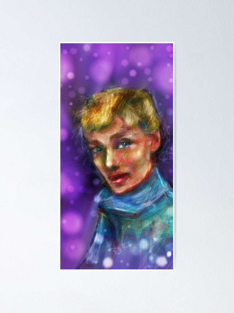 "Woman portraits drawing with purple background " Poster by jotcar ...