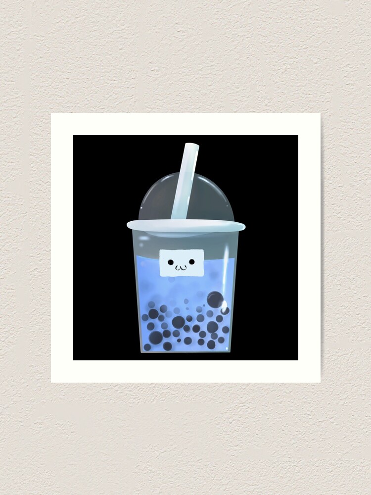 "blue kawaii kawaii boba / bubble tea " Art Print by Emo-tionalWreck ...