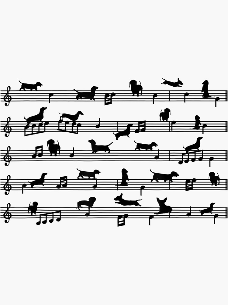 "Music Notes Dachshund Dog" Sticker for Sale by MarkHudson78 | Redbubble