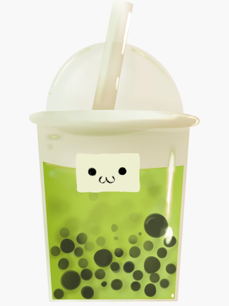 "green / lime kawaii boba / bubble tea " Sticker by Emo-tionalWreck ...