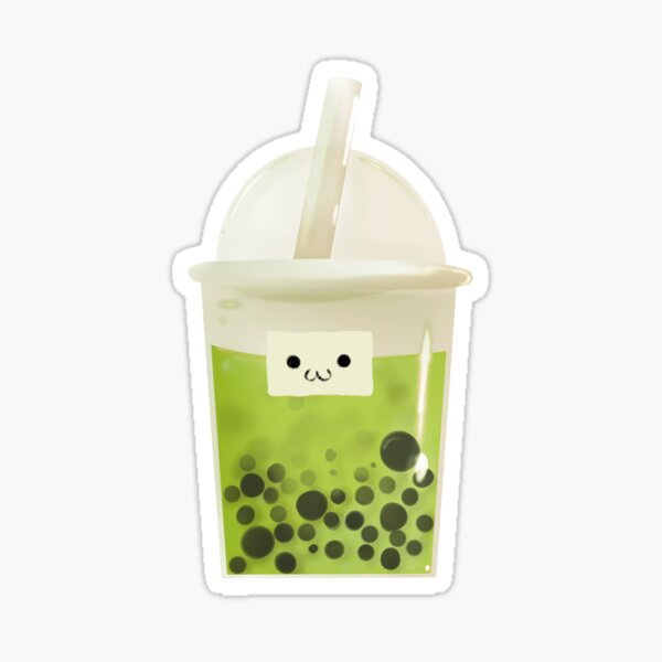"green / lime kawaii boba / bubble tea " Sticker by Emo-tionalWreck ...