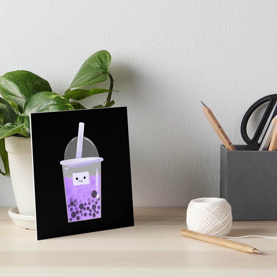 "Purple kawaii kawaii boba / bubble tea " Art Board Print by Emo ...