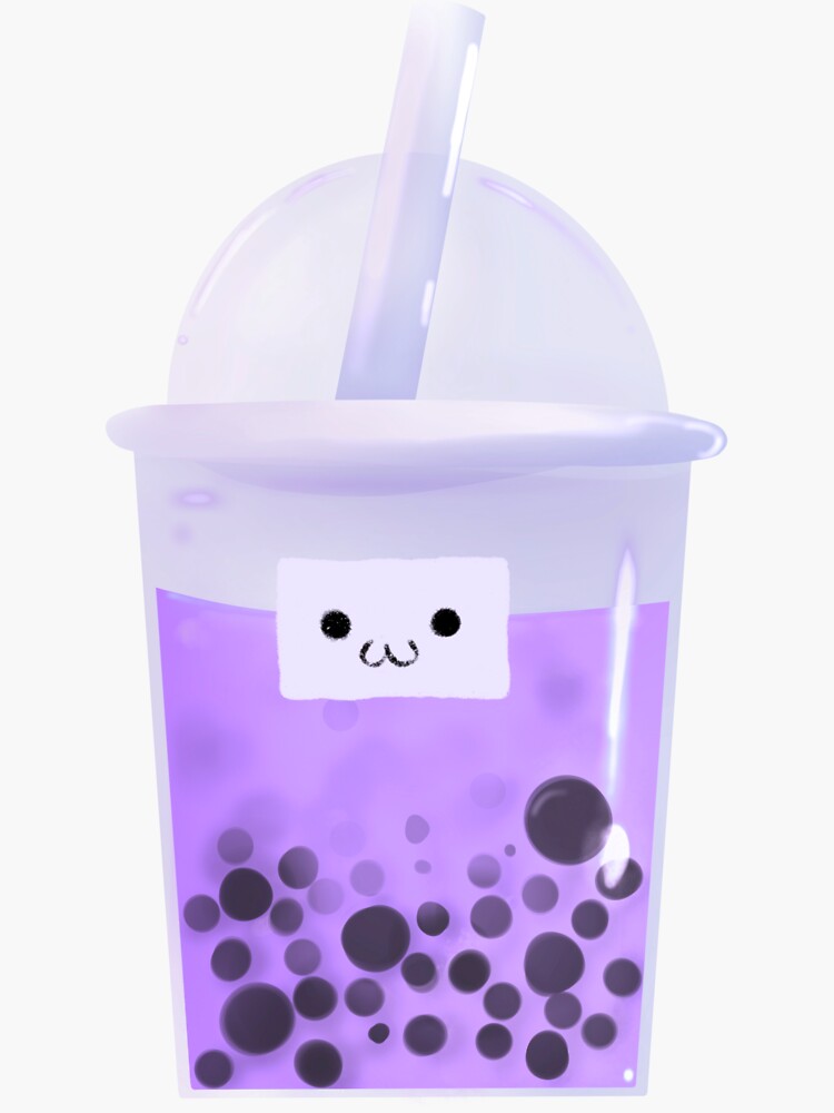 "Purple kawaii kawaii boba / bubble tea " Sticker by Emo-tionalWreck ...