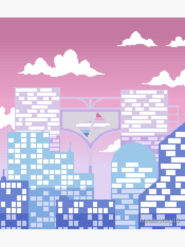 "Pixel Bigender Pride City" Sticker for Sale by MetallicWings15 | Redbubble