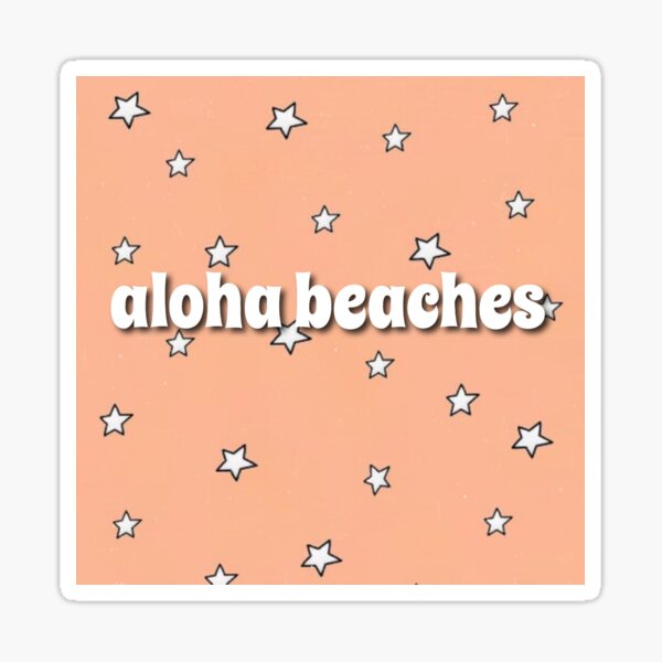 "'aloha beaches' font background" Sticker by jasnicole | Redbubble
