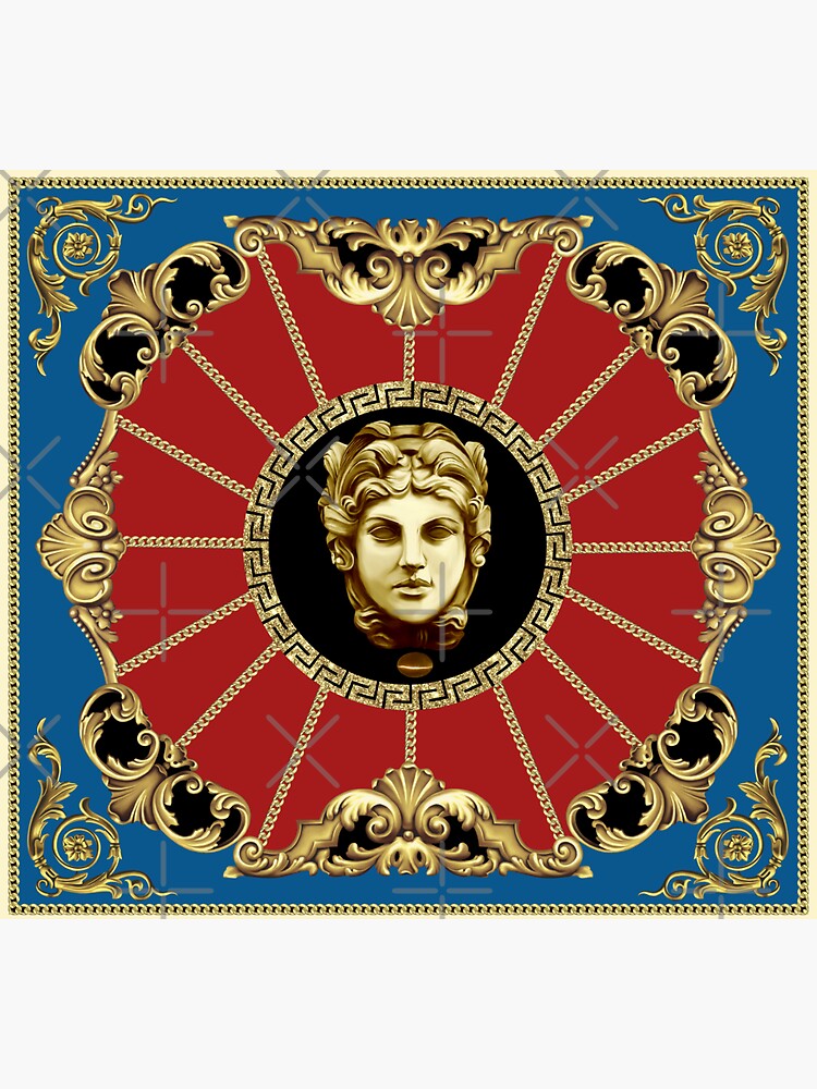 "Gold baroque embellished frame, greek lock shimmer frame, gold chain ...