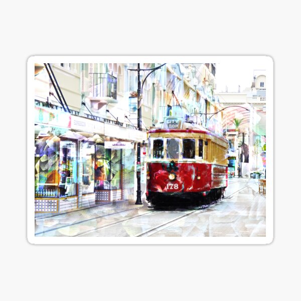 "Pushing the Tram" Sticker for Sale by PictureNZ | Redbubble