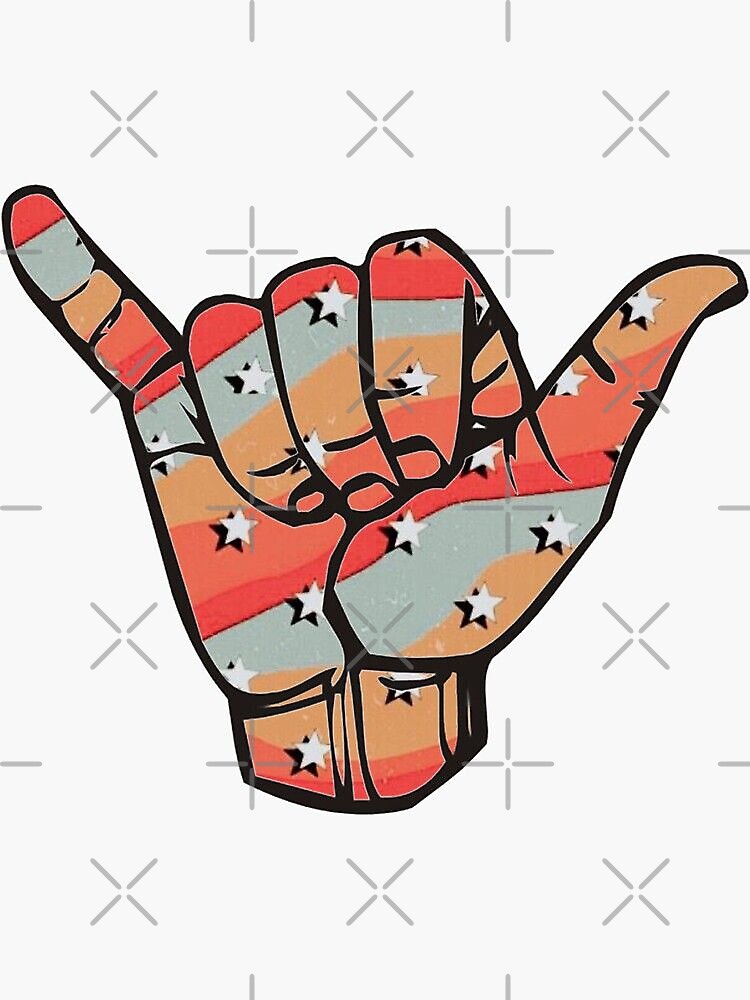 "Shaka Hand Aesthetic Sticker" Sticker by bluebonnet07 | Redbubble