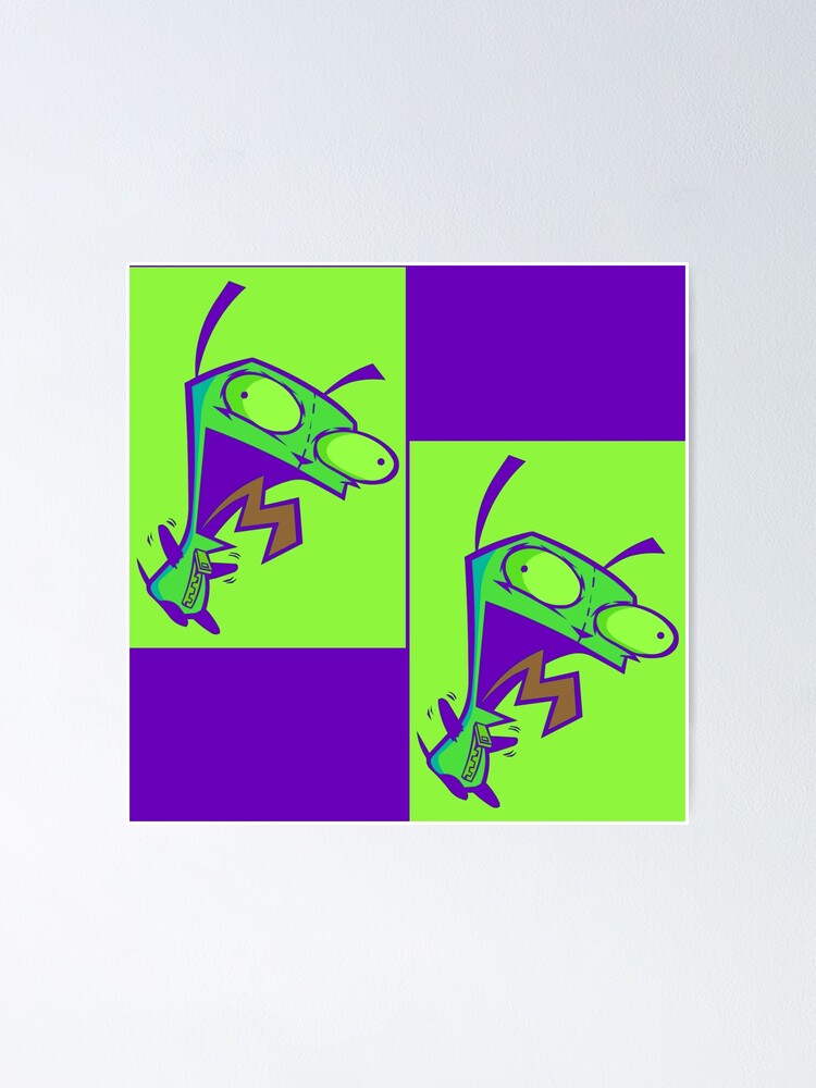 Invader Zim Gir Purple And Green Checkered Poster For Sale By Art Zap